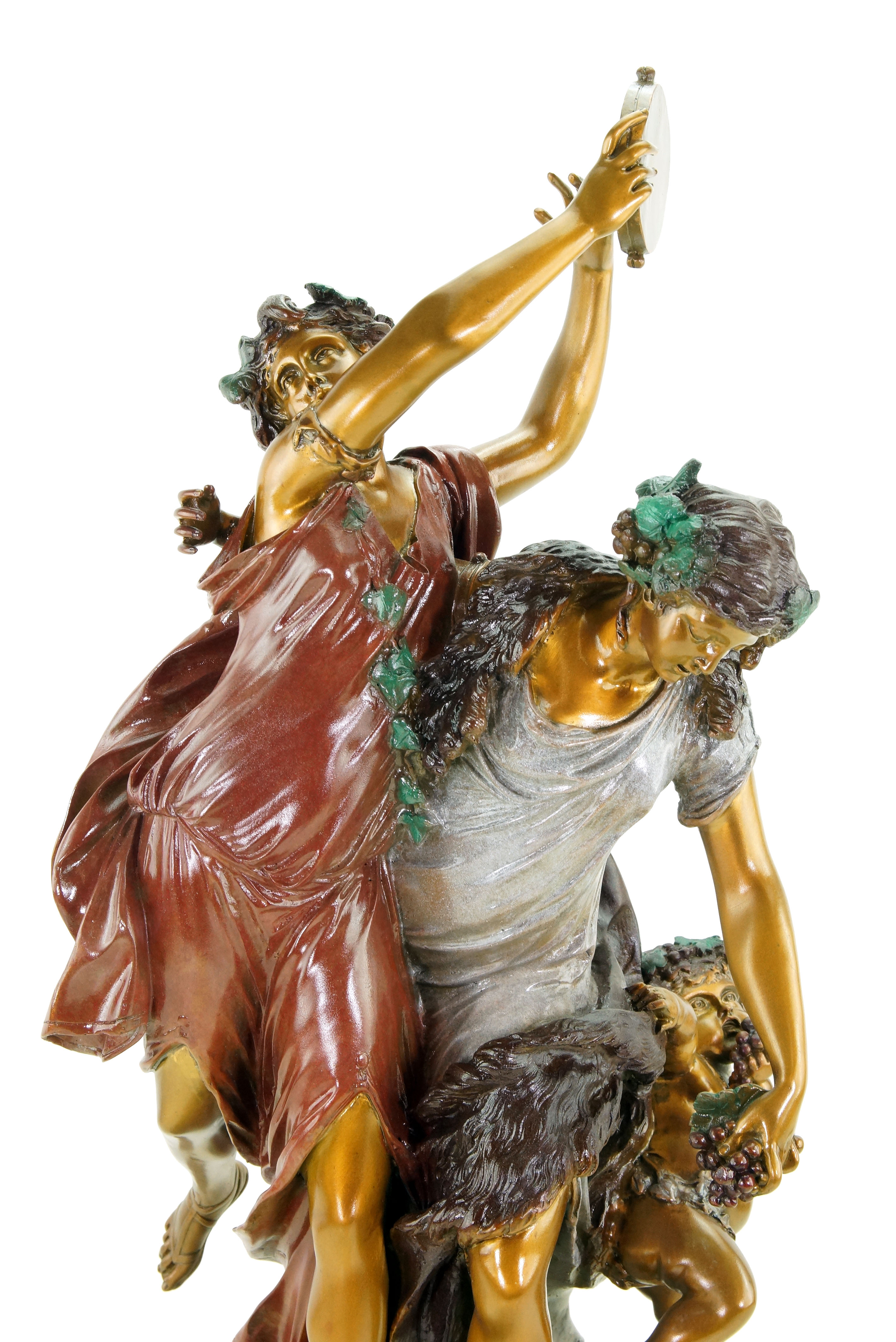 Bacchanal According to Clodion - Signed Bronze Statue in Rococo Style