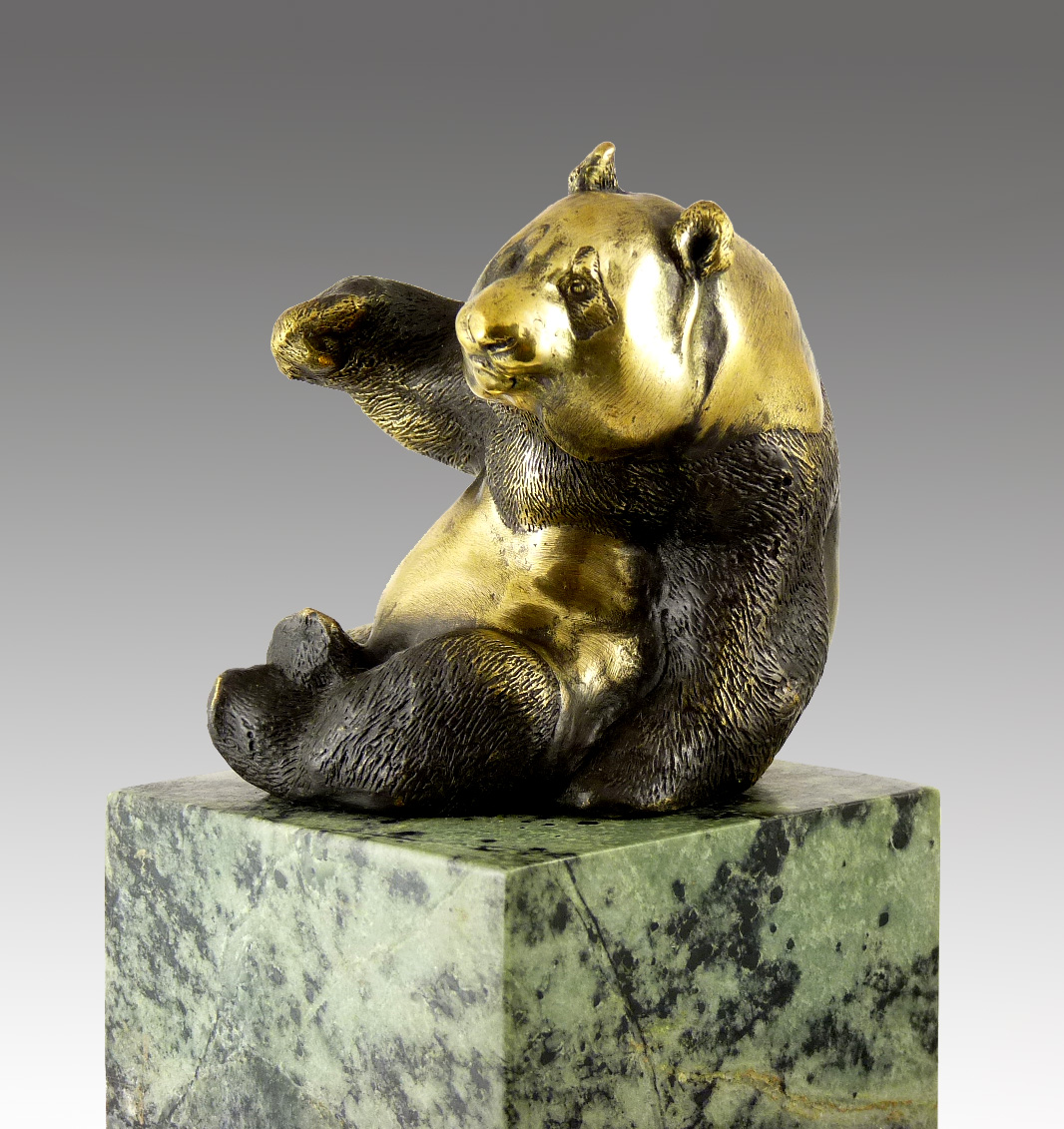 Cute animal bronze sculpture - The Panda - created by Milo